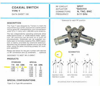 Transco RF Switch 11300 NSN 5985-00-504-8506 | Mavin the Webstore